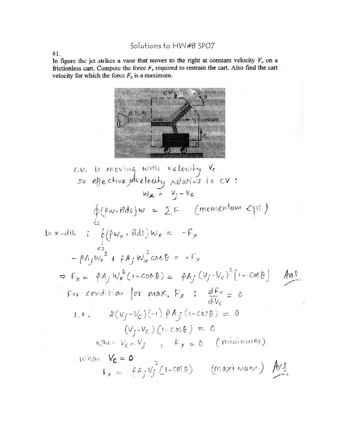 Hw8 soln - hws - Fluid Mechanics - Solutions to HW#8 SP - Studocu