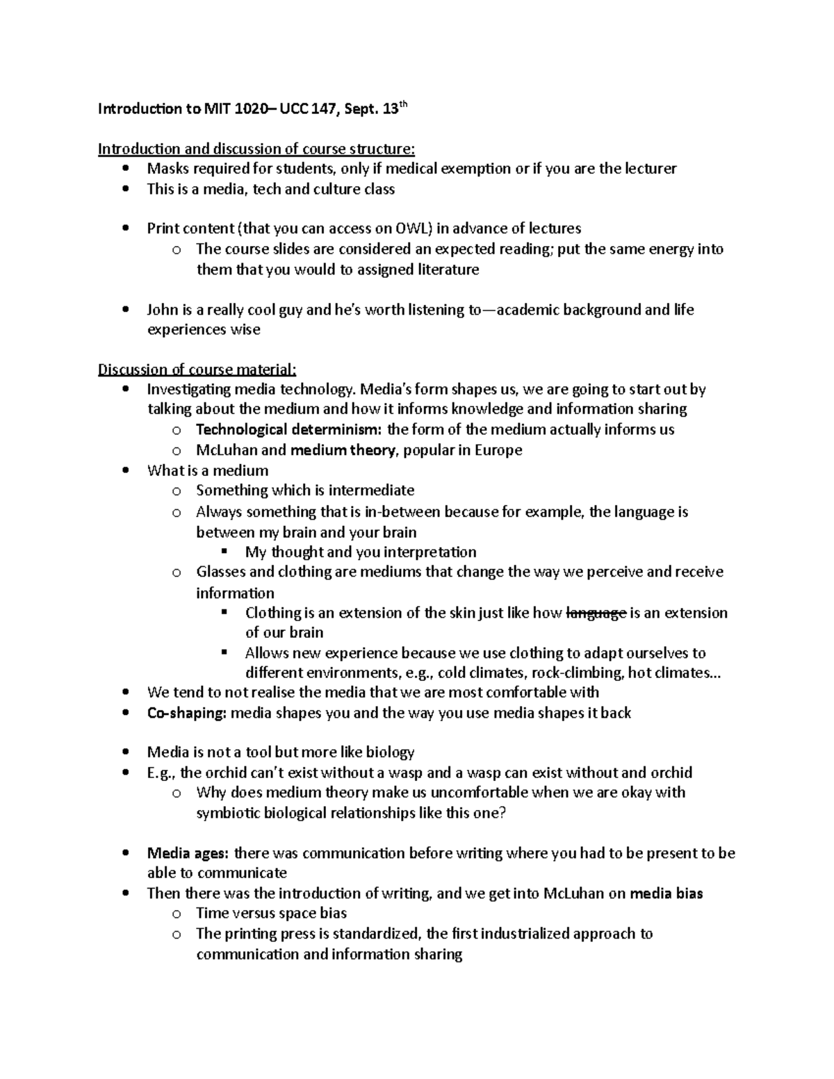 MIT 1020 Lec 01 - MIT 1020 Lec 01 - Introduction to MIT 1020– UCC 147 ...