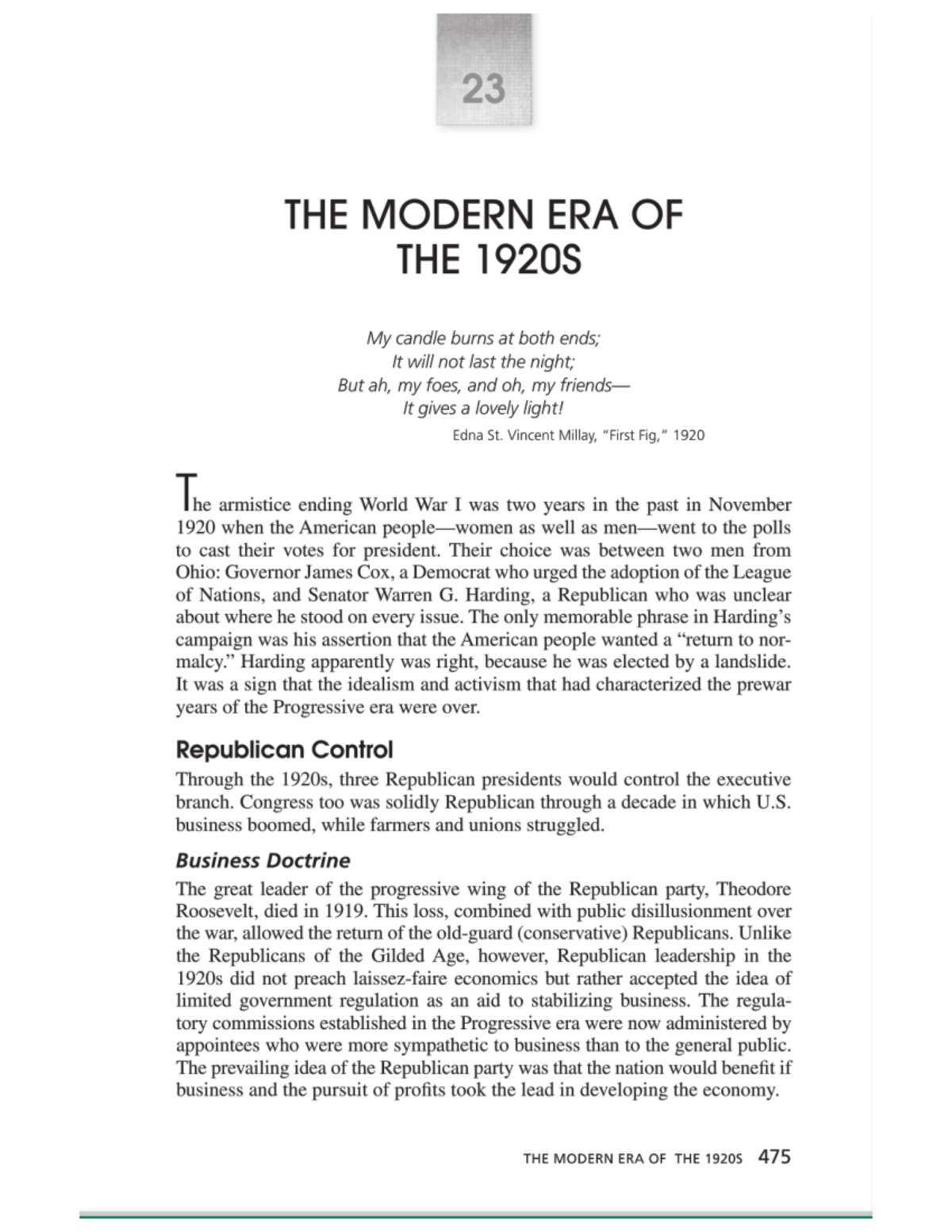 Notes chapter 23 - 23 THE MODERN ERA OF THE 1920S My candle burns at ...