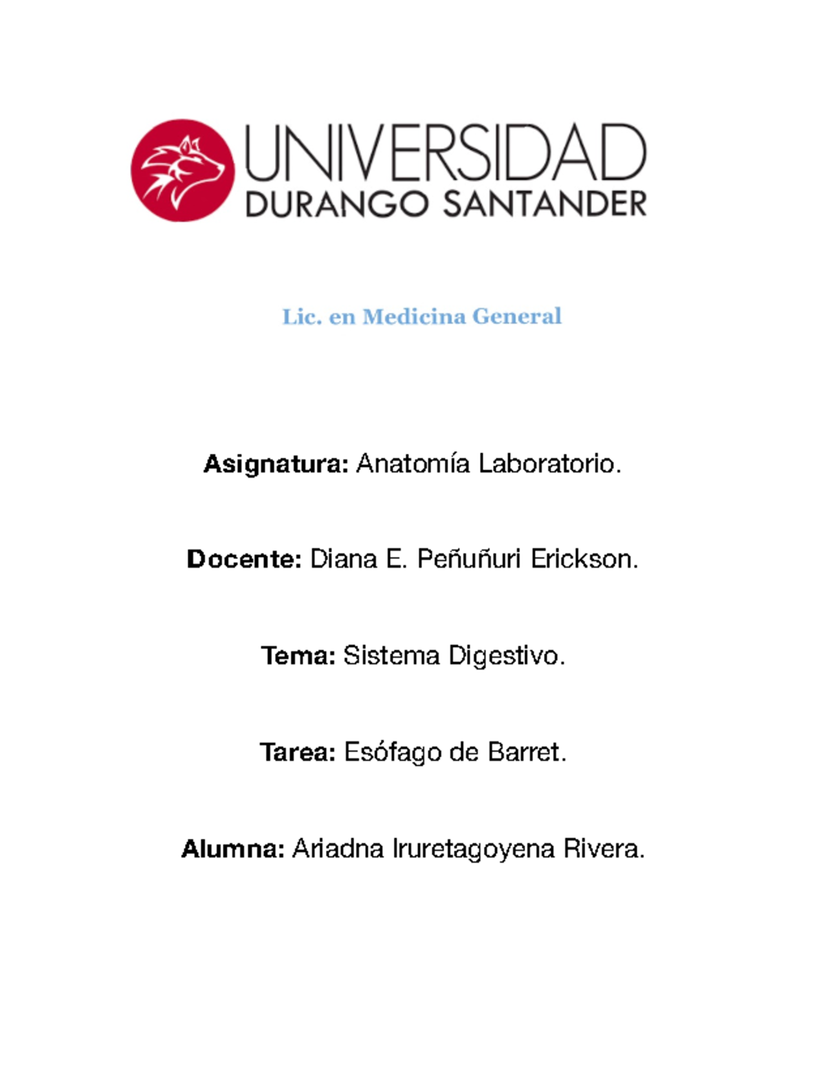 Esófago De Barrett - Apunte - ANATOMÍA II - Asignatura: Anatomía ...