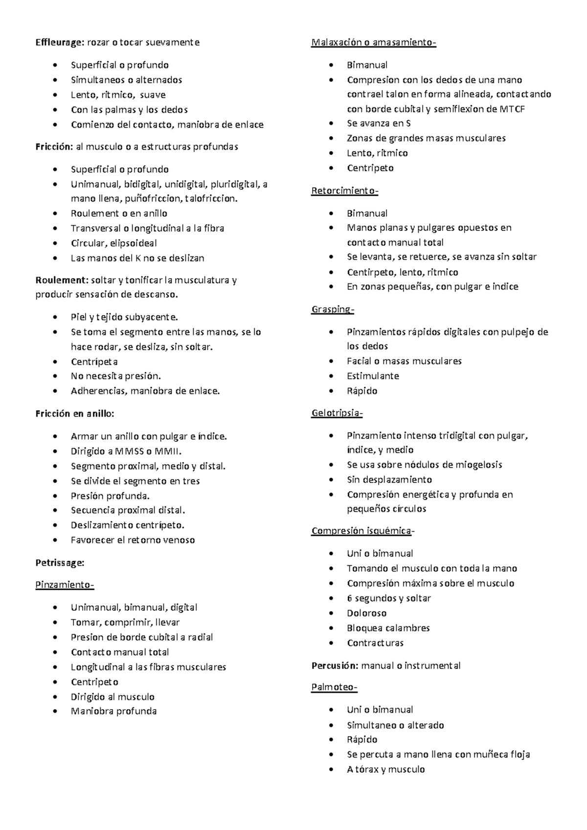 Masoterapia - resumen - Effleurage: rozar o tocar suevamente ...