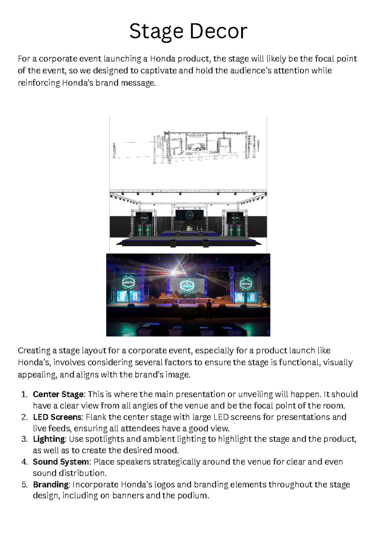 Stage Decor - Stage Decor For a corporate event launching a Honda ...