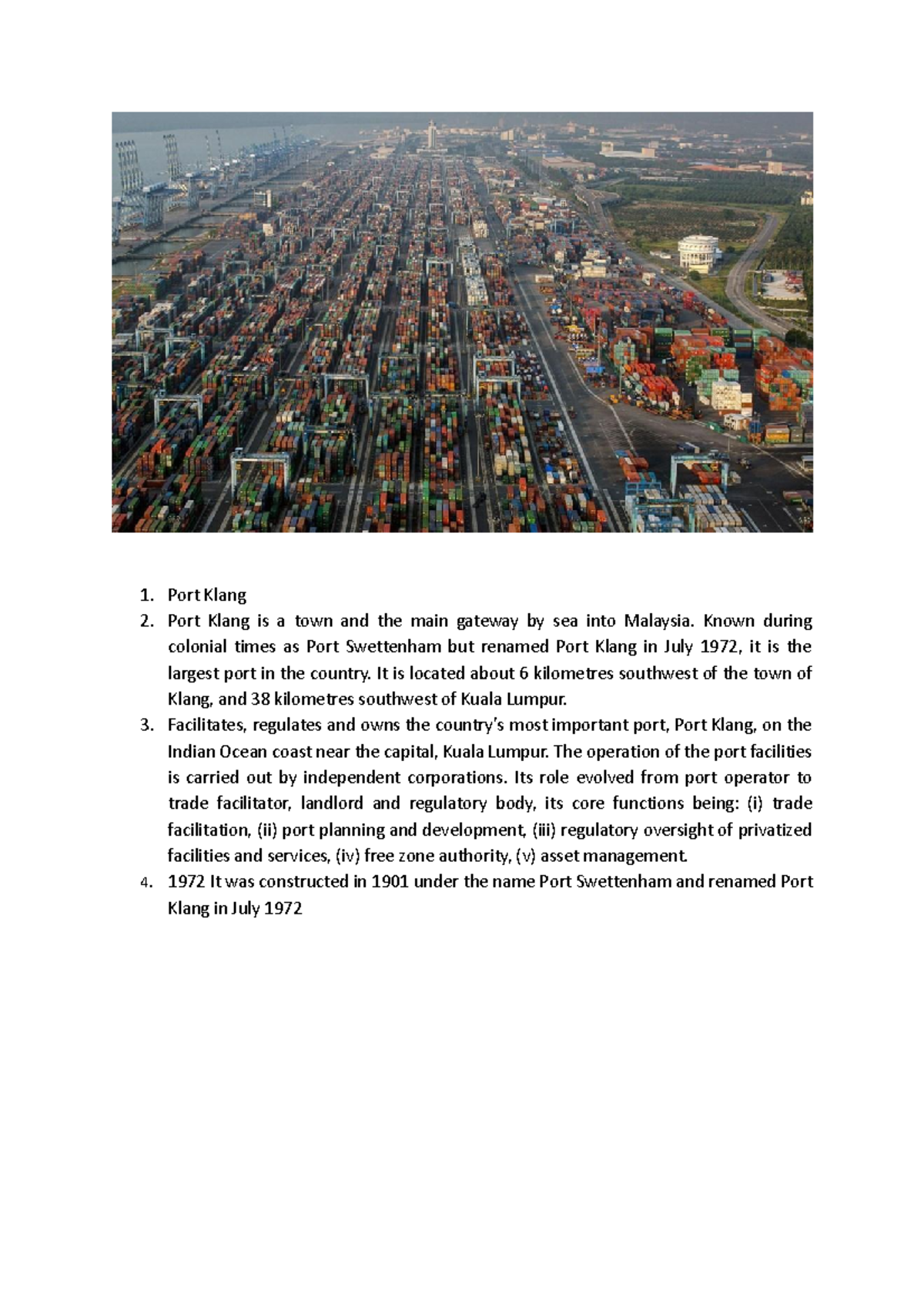 Port Klang - 1. Port Klang 2. Port Klang is a town and the main gateway ...