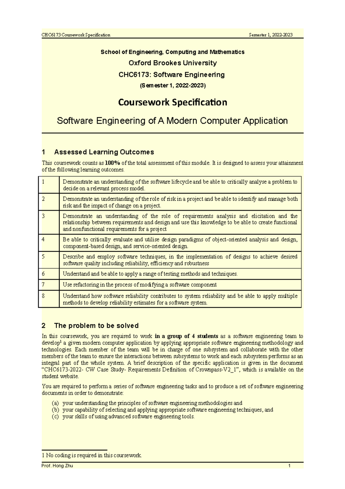 Chc6173cw-spec2022-v21 0 - CHC6173 Coursework Specification Semester 1 ...