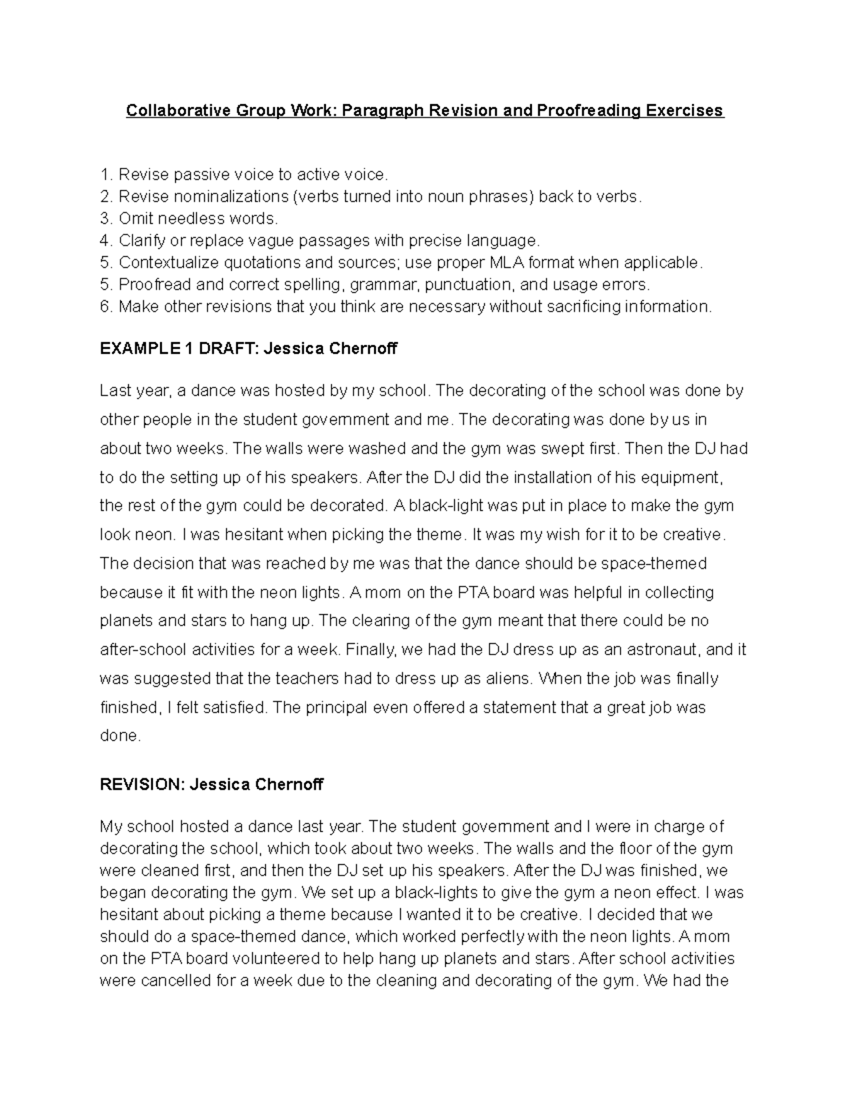 Proof reading exercises - Collaborative Group Work: Paragraph Revision ...