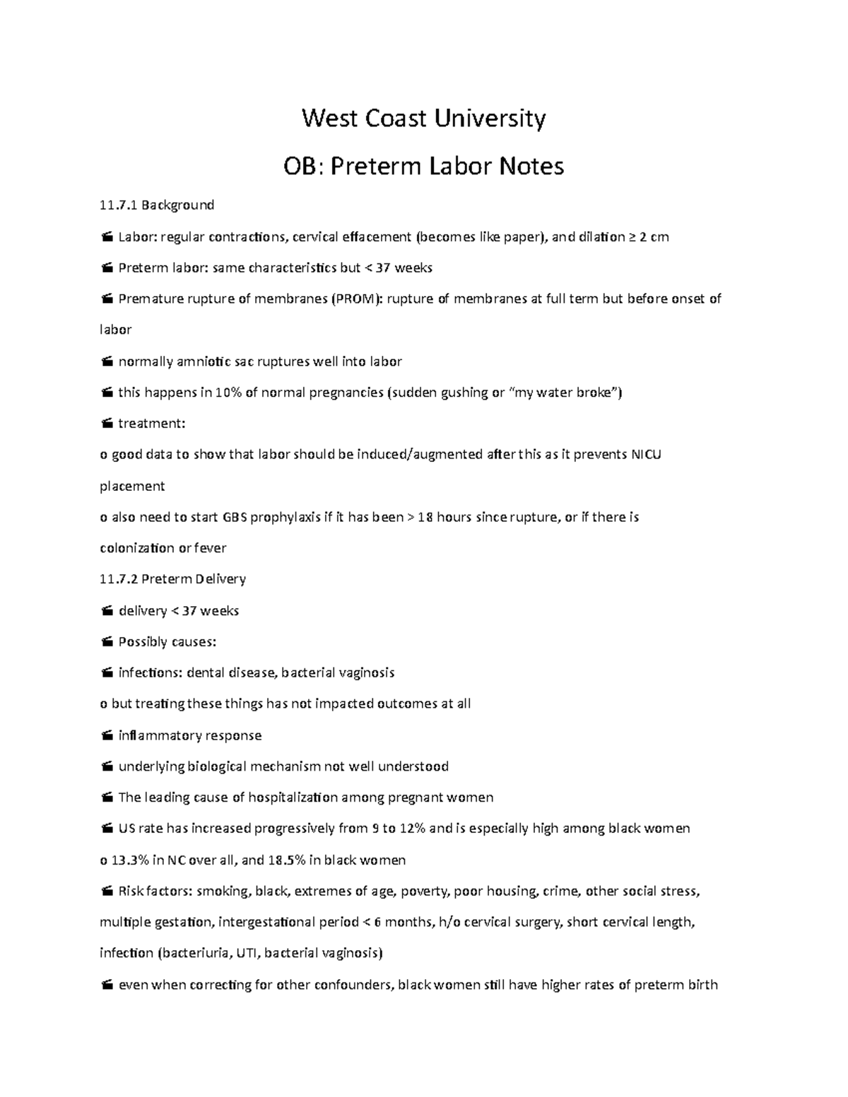 Preterm Labor - notes( assessment, nursing interventions, treatments ...