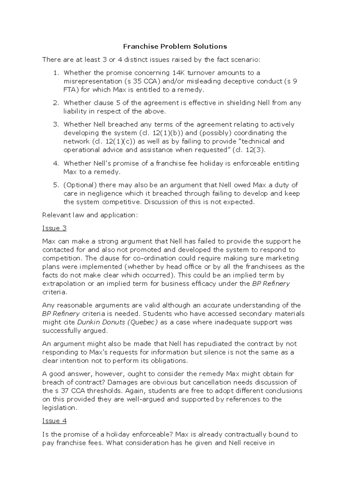 Franchise Problem Solutions - Franchise Problem Solutions There are at ...