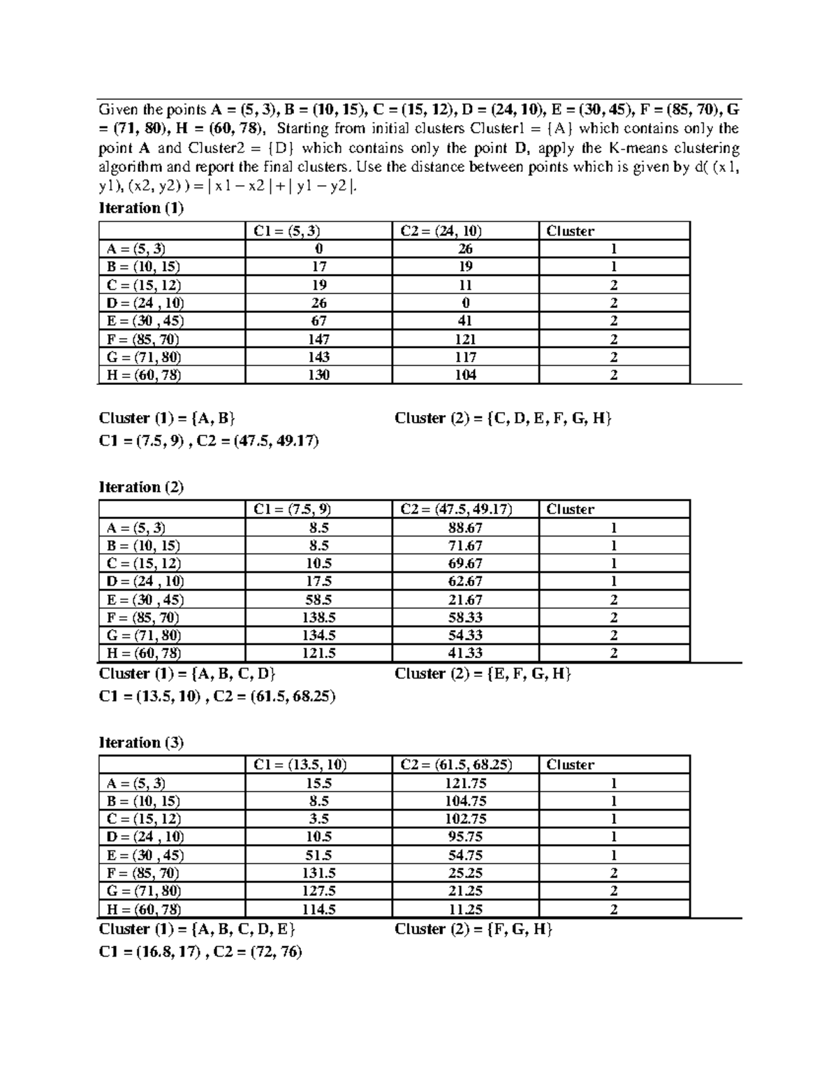 K Means Example Lecture Notes 4 Warning Tt Undefined Function 32 Given The Points A 5 9041