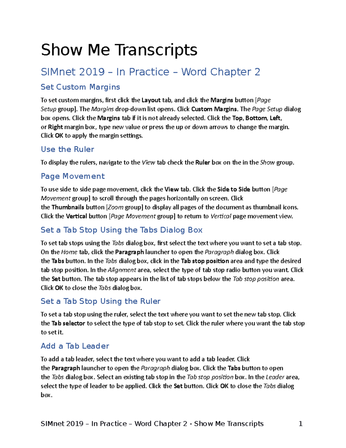 SM Transcripts In Practice Word Chapter 02 - Show Me Transcripts SIMnet ...