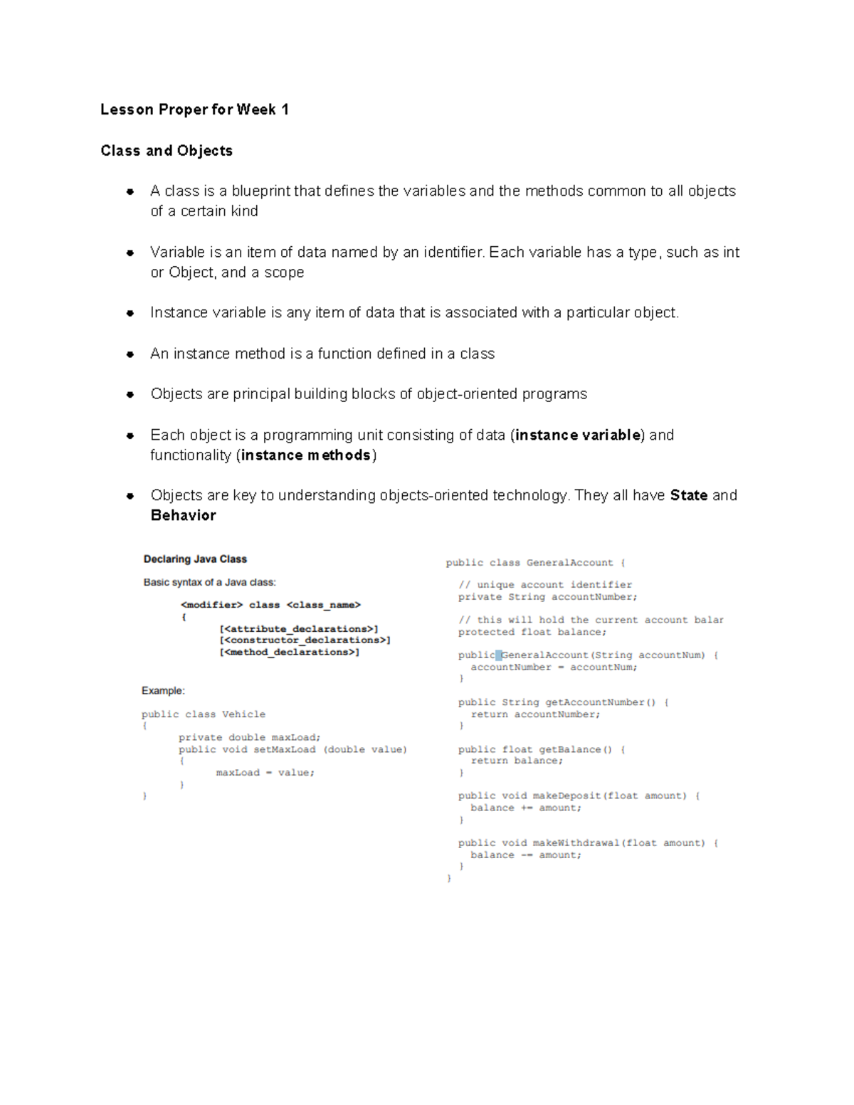 Programming - fsdfsfsfs - Lesson Proper for Week 1 Class and Objects A ...