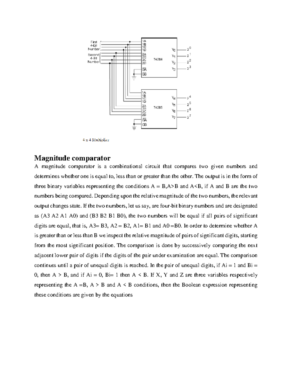 Digital Circuits - 4 - Notes - Magnitude comparator A magnitude ...