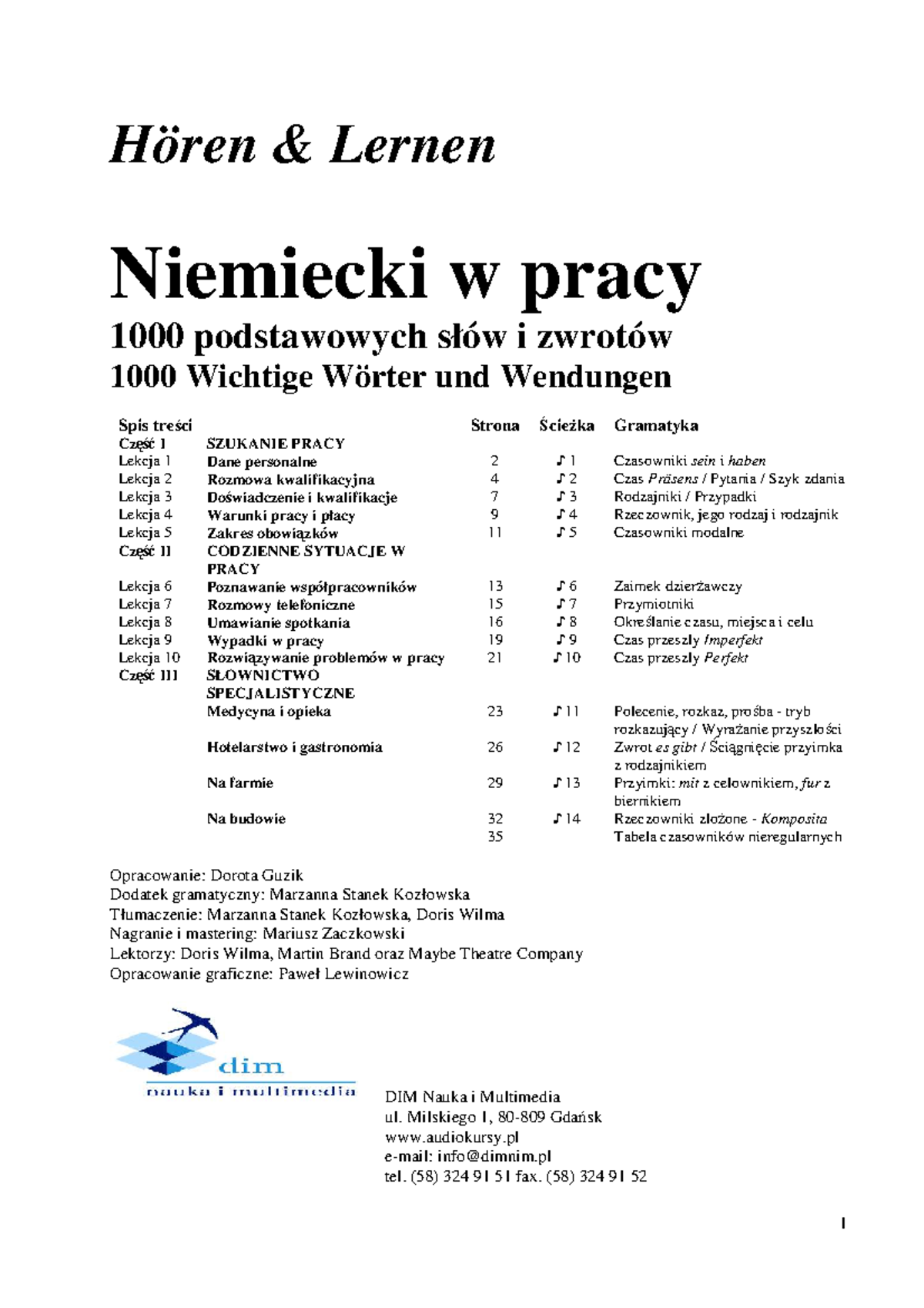 W pracy - slowka - Hören & Lernen Niemiecki w pracy 1000 podstawowych ...