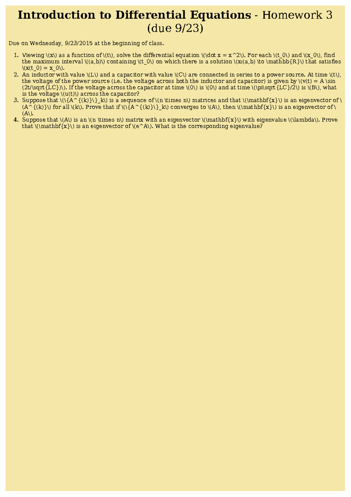 Hw3 Homework From Math 3230 Taught By Professor Justin Moore During Fall 2015 Introduction