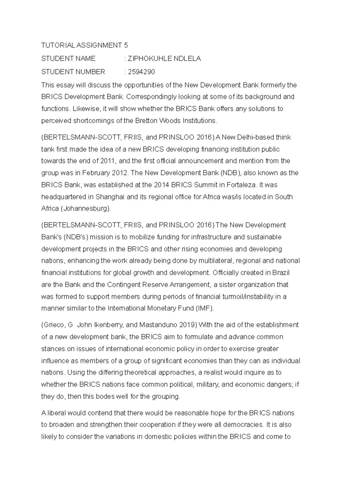 Tutorial Assignment 5 - TUTORIAL ASSIGNMENT 5 STUDENT NAME : ZIPHOKUHLE NDLELA STUDENT NUMBER ...