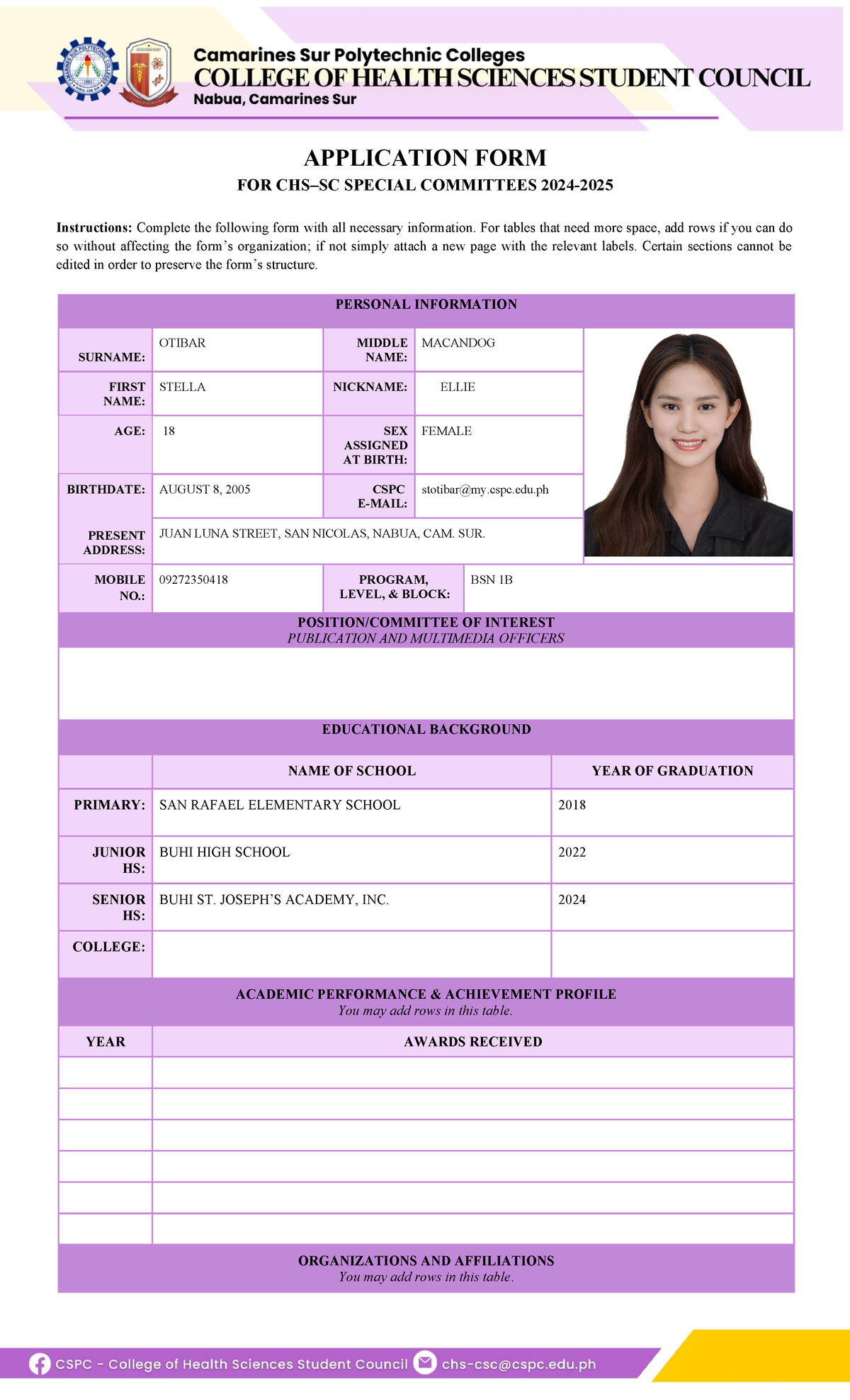 CHS-SC Application FORM - APPLICATION FORM FOR CHS–SC SPECIAL ...
