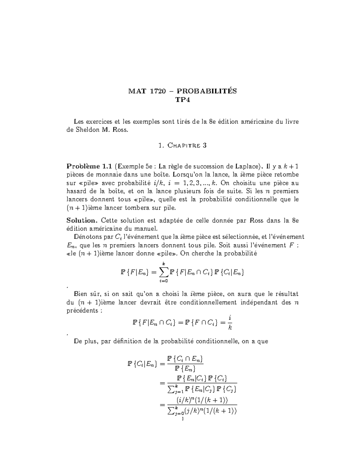 TP4 solutionnaire - Tp avec solutions - MAT 1720 – PROBABILIT ́ES TP ...