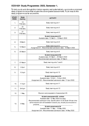 ECS1601 Assignment 05 - DOCUMENT - ECS1601 Assignment 05 Semester 01 2023 Assessment Type ...
