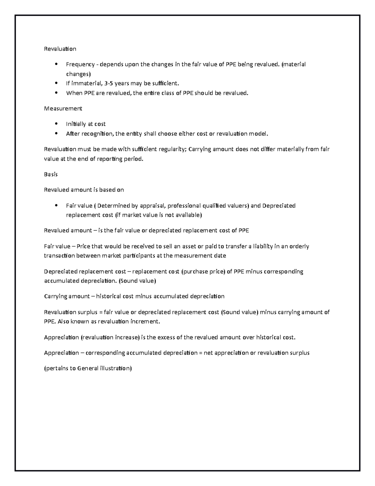 Chapter 33 - Revaluation - Revaluation Frequency - depends upon the ...