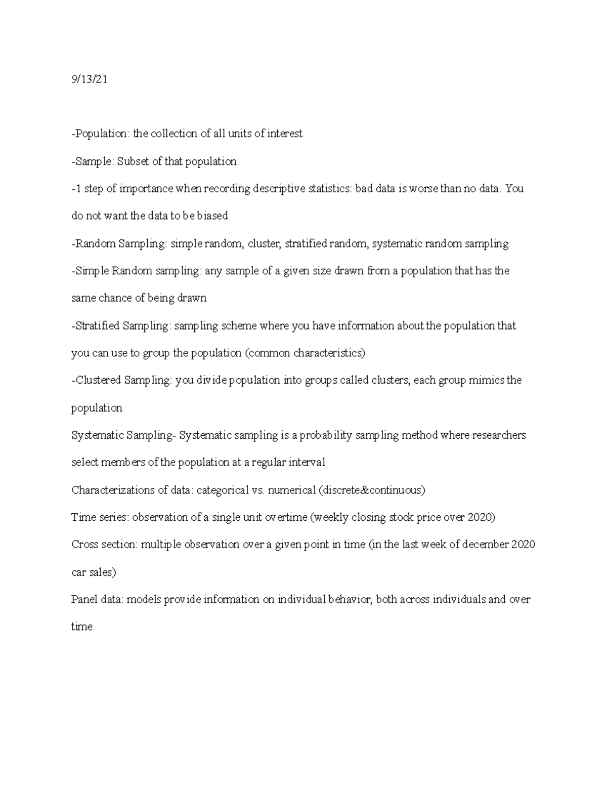 Res Econ Class - 9/13/ -Population: the collection of all units of ...