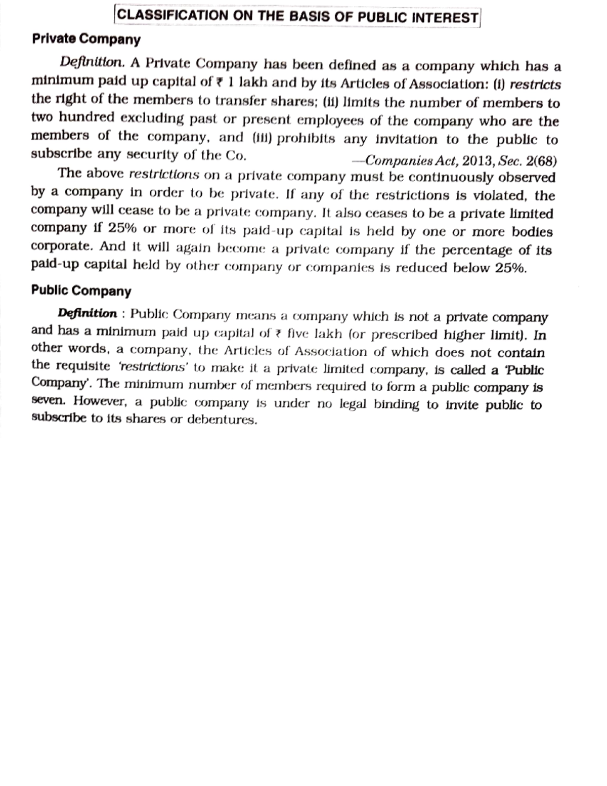 Classification on the basis of public interest - Bachelor of Commerce ...