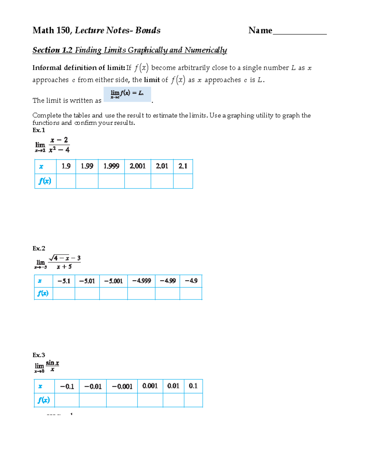 Math 150 Lecture Notes section 1,2 - Math 150, Lecture Notes- Bonds ...