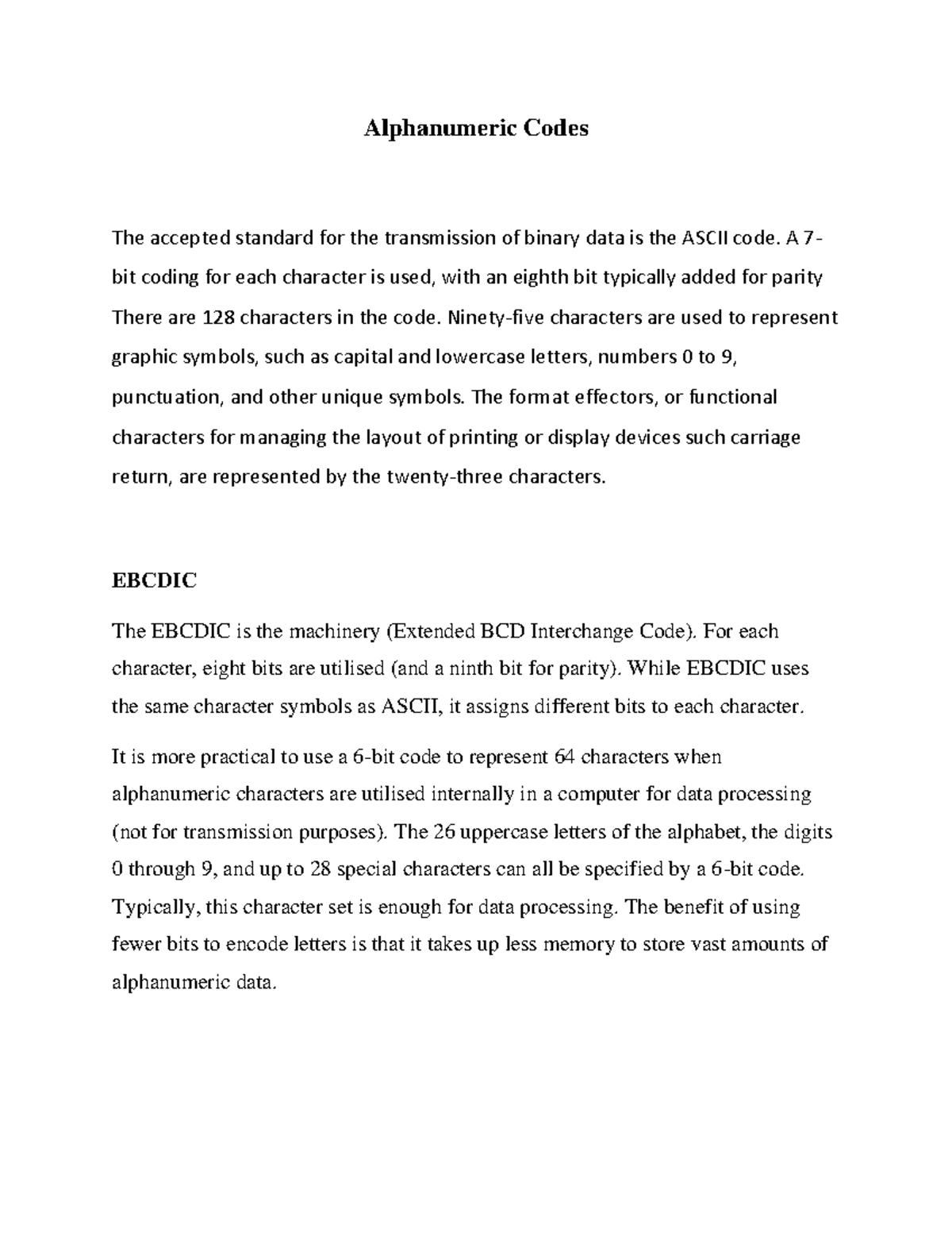 Alphanumeric Codes - Alphanumeric Codes The accepted standard for the ...