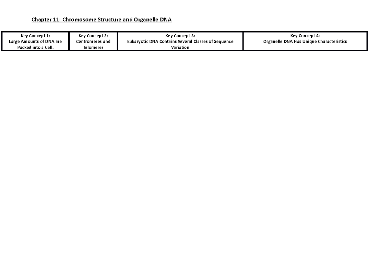 Genetics Chapter 11 Study Summary Table - Chapter 11: Chromosome ...