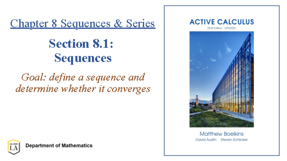 8.1 8 - Notes - Chapter 8 Sequences & Series Section 8: Sequences Goal ...