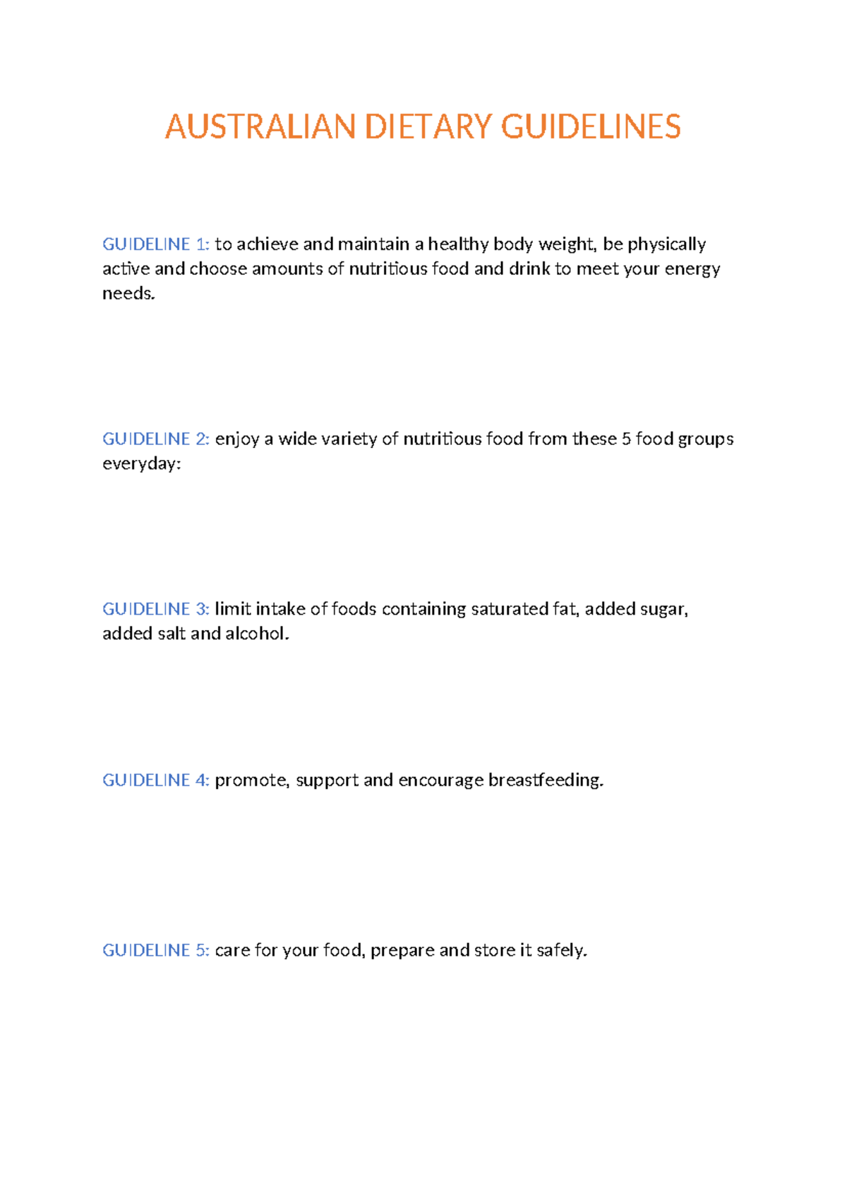 Australian Dietary Guidelines - AUSTRALIAN DIETARY GUIDELINES GUIDELINE 1: to achieve and ...