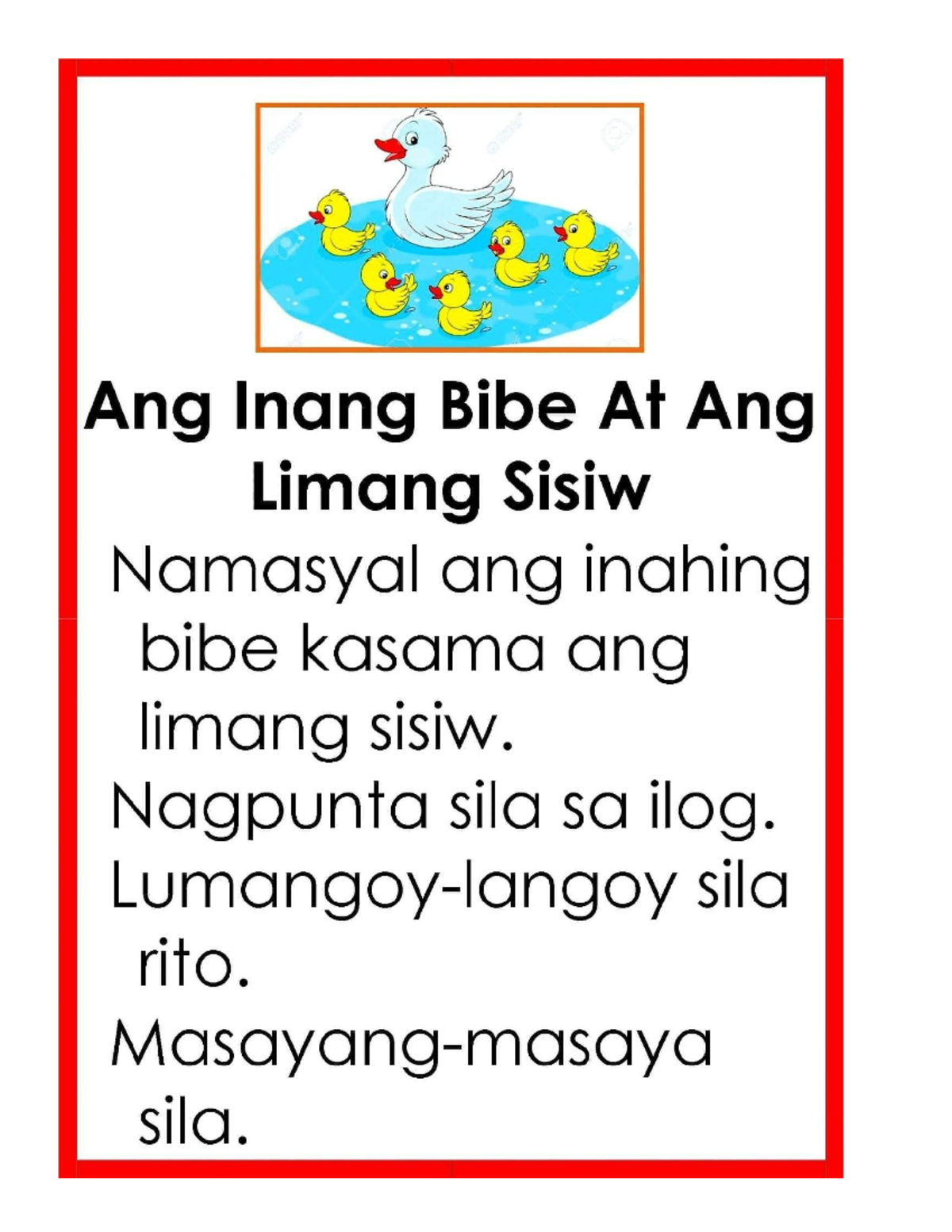 Maikling Kwento (Short Stories in Filipino) - Ang Inang Bibe At Ang Limang Sisiw Namasyal ang ...
