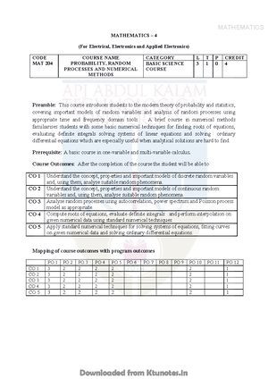 MA202-Module 1 (ktuassist - Probability, Random Process And Numerical Methods - Studocu
