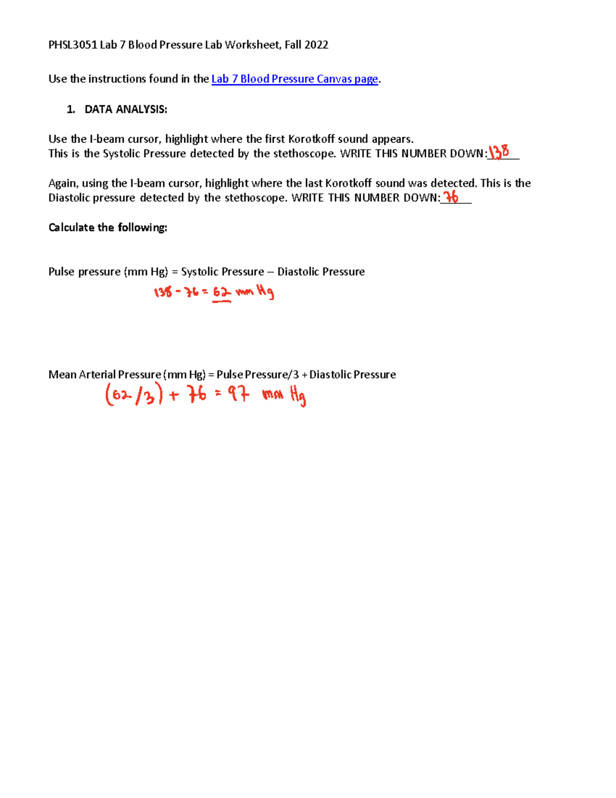 PHSL3051 Lab07-BP-worksheet Fall2022 - Use the instructions found in the Lab 7 Blood Pressure ...