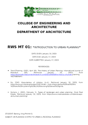 Lect. 01. Introduction to Urban Design - Introduction to Urban Design ...