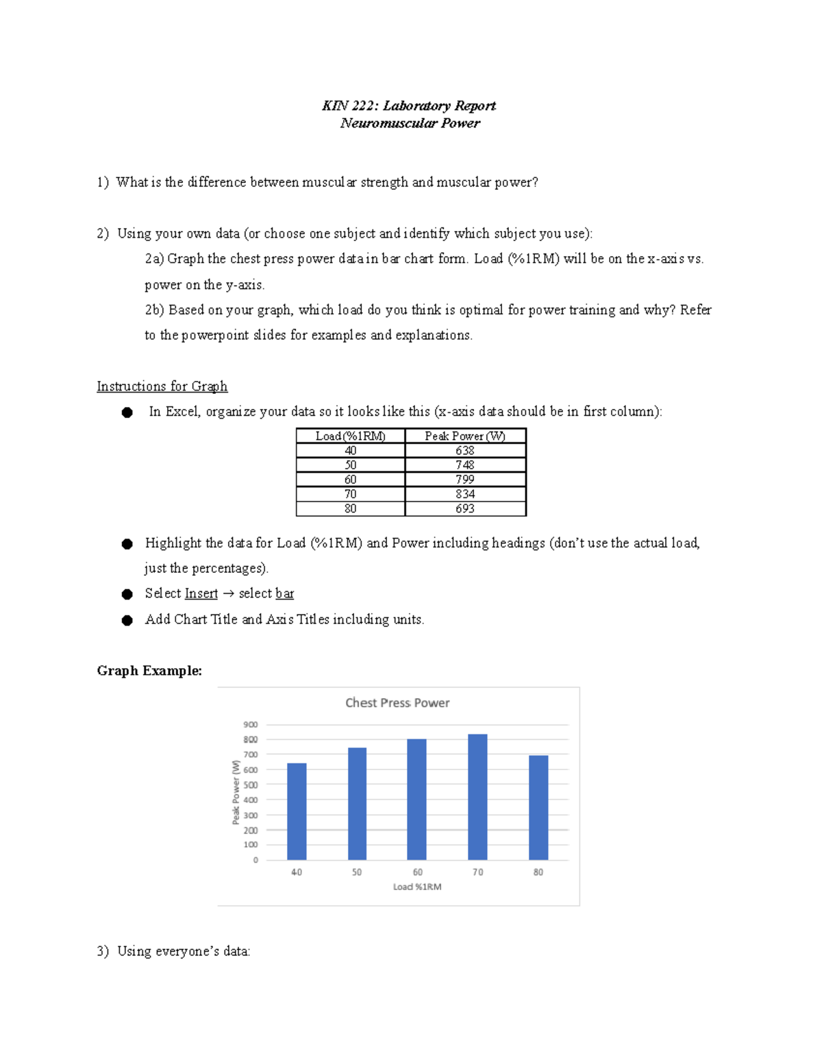 Power Lab Report - KIN 222: Laboratory Report Neuromuscular Power What ...