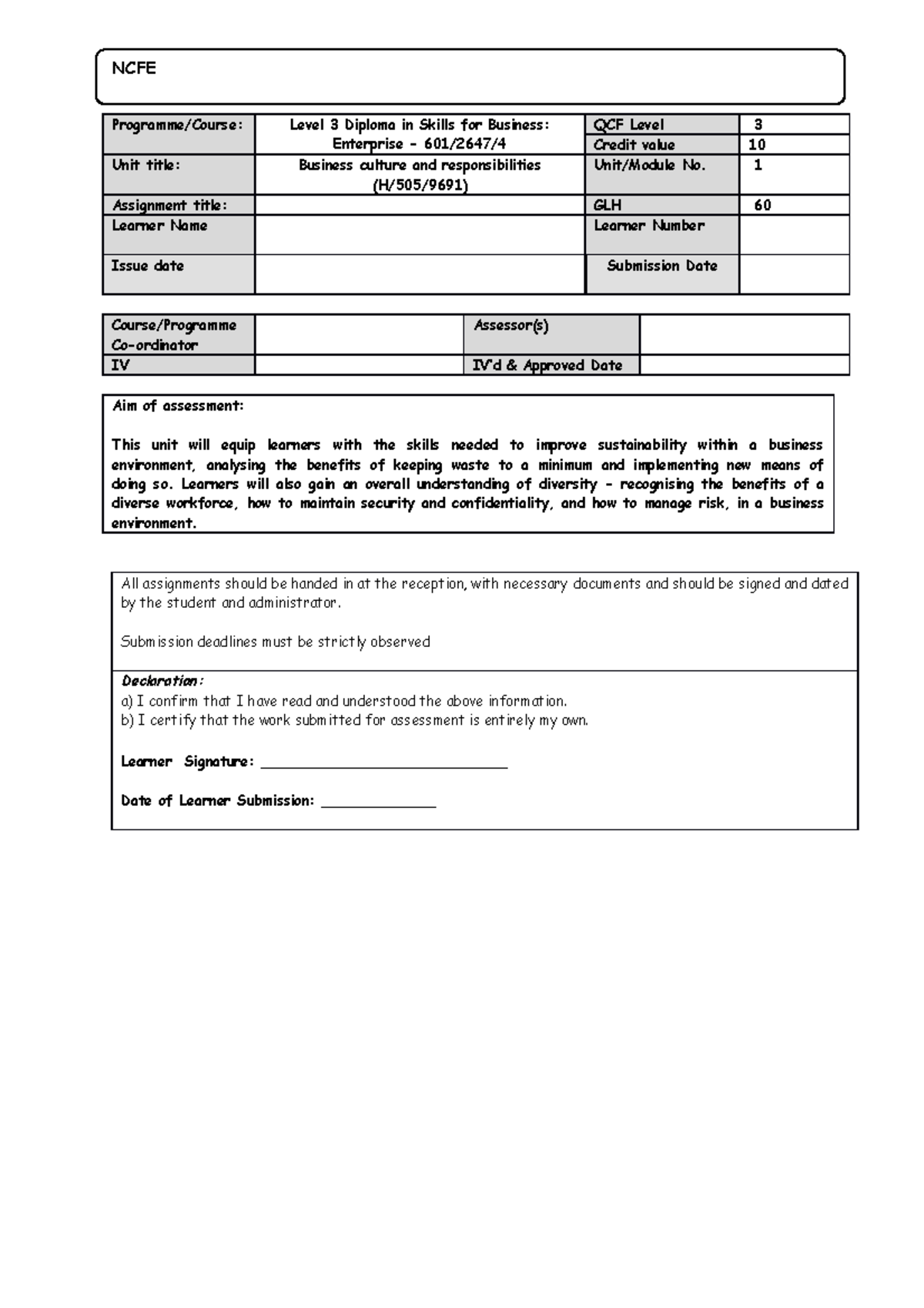 Assignment Lecture Notes 5 Programmecourse Level 3 Diploma In Skills For Business