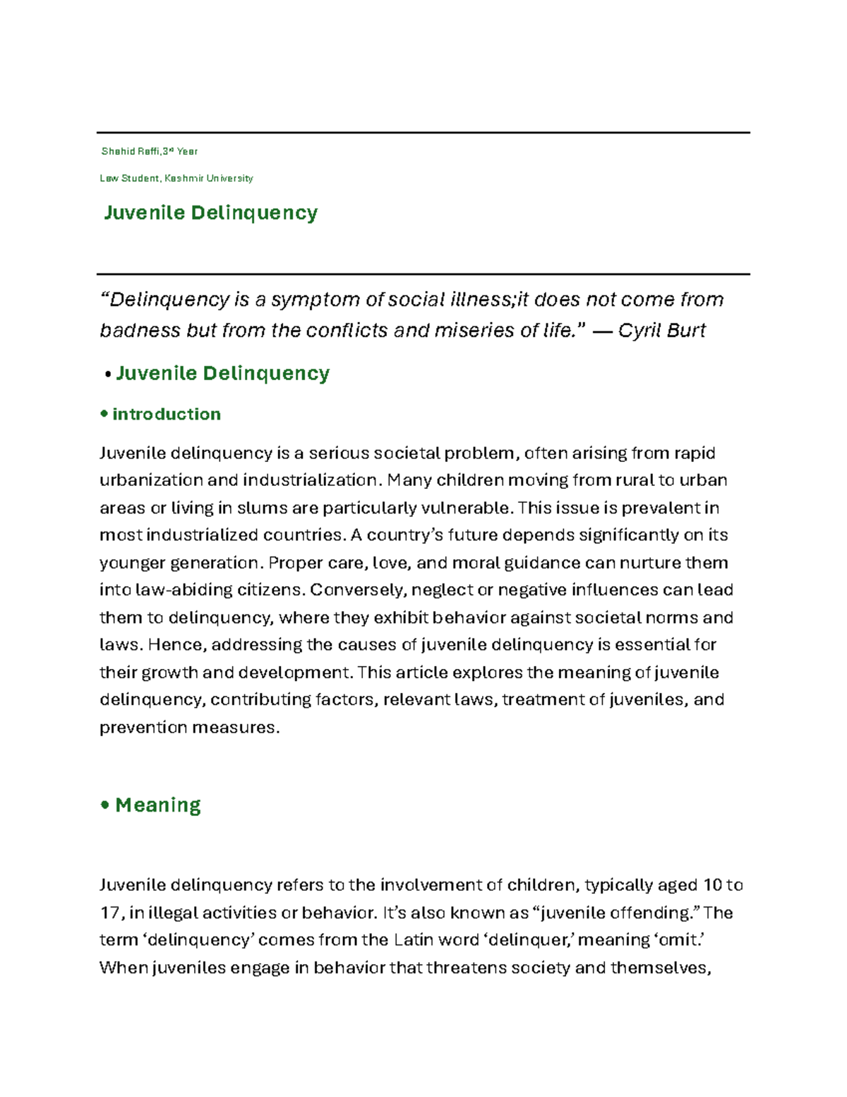 Juvenile Delinquency - Introduction,Meaning,types,causes, remedial ...