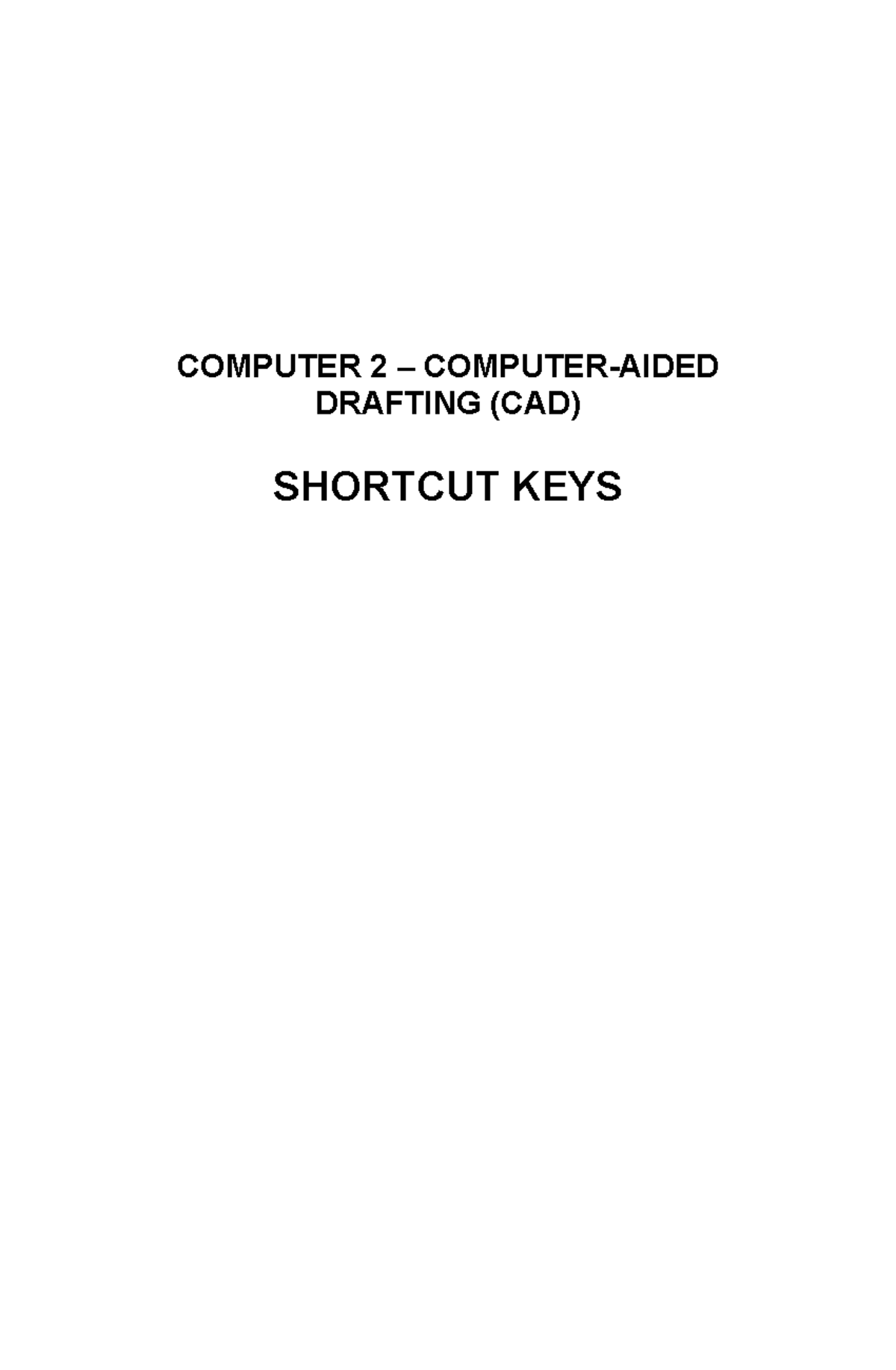 CAD-shortcut-keys - Shortcut keys in AutoCAD - COMPUTER 2 – COMPUTER ...