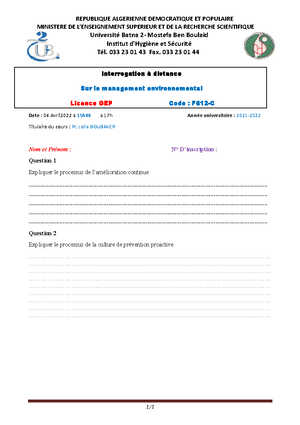 Support de cours l3sst - Système de management SST - Semestre 1 Unité ...