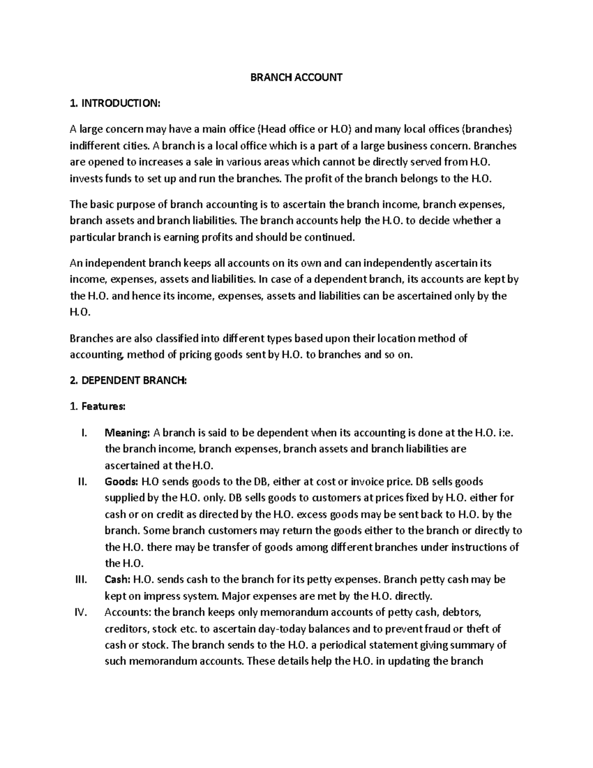 Accounting: Introduction to Branch account ( definition and related ...