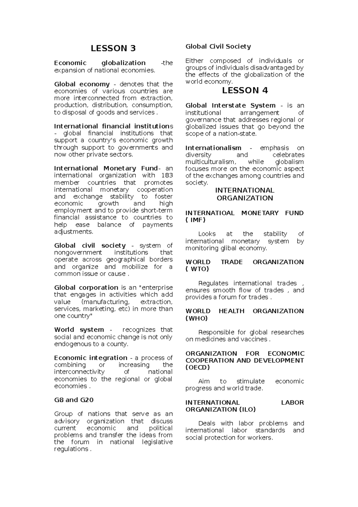 Contemporary - kjkustkktiuy' - LESSON 3 Economic globalization -the ...