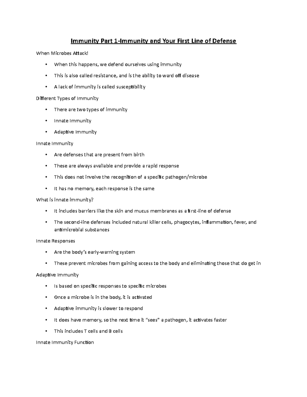 Immunity Part 1-Complete - Immunity Part 1-Immunity and Your First Line ...