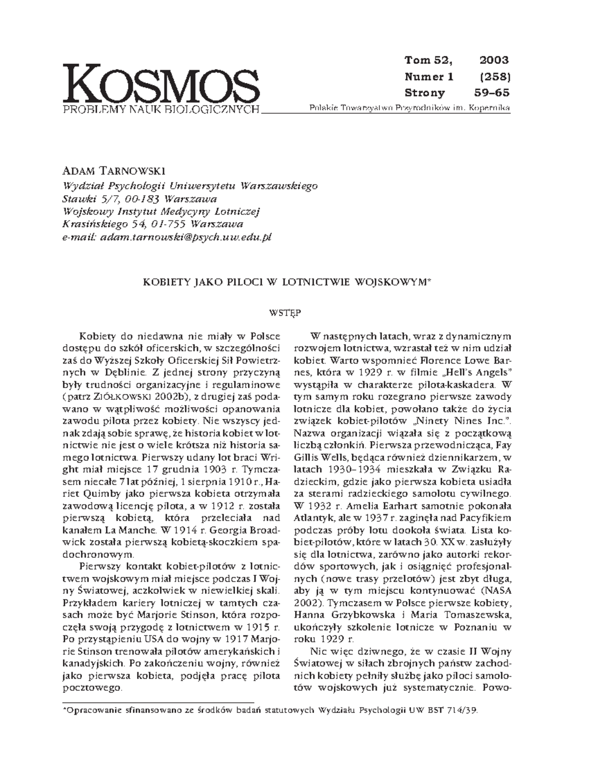 Badanie pilotów psychologia poznawcza - ADAM TARNOWSKI Wydzia³ ...