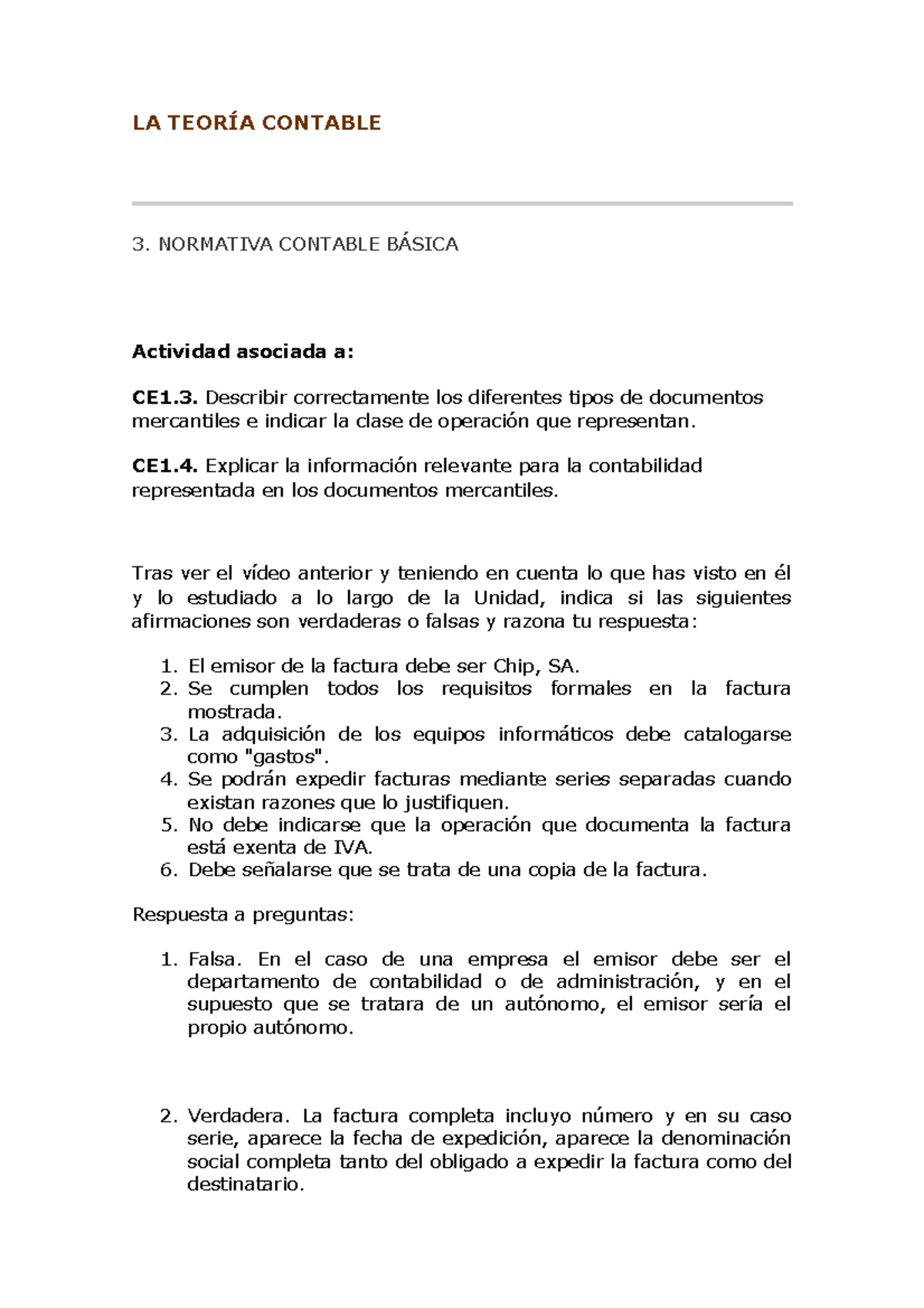 LA Teoría Contable CE1.3 Y CE1 - LA TEORÍA CONTABLE 3. NORMATIVA ...