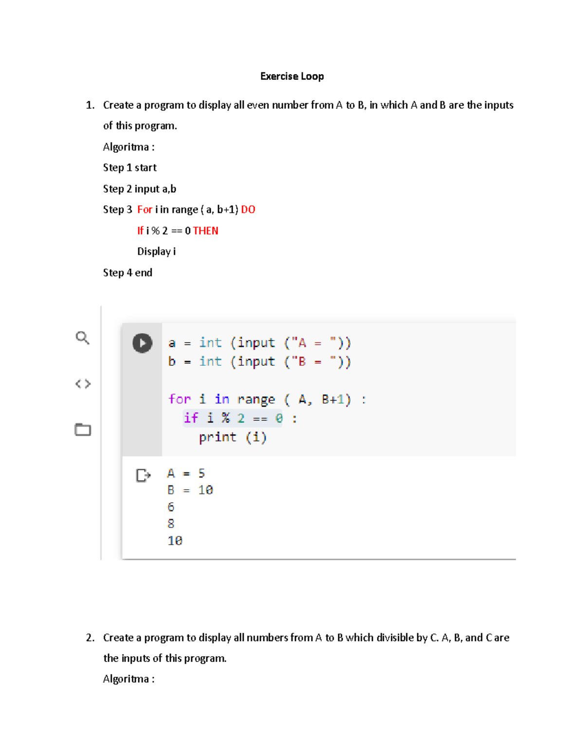 Christiana W4B - algorithm and programming answer - Exercise Loop 1 ...