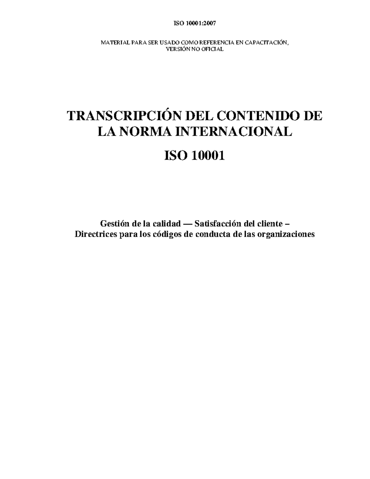 ISO 10001 Codigo Conducta ORGA-1 - MATERIAL PARA SER USADO COMO ...