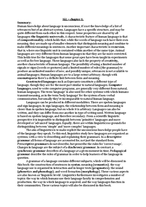 Notes Linguistics - Summary of chapters 1,2,4,5,6,7,8 - Chapter 1. From ...