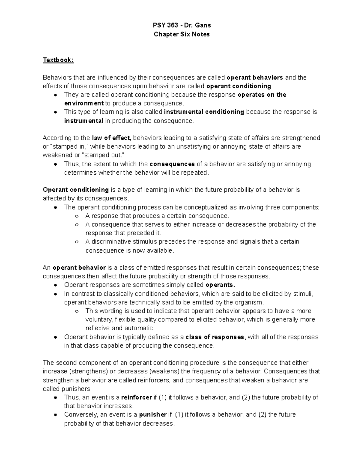PSY 363 - CH 6 - PSY 363 - CH 6 - Chapter Six Notes Textbook: Behaviors ...