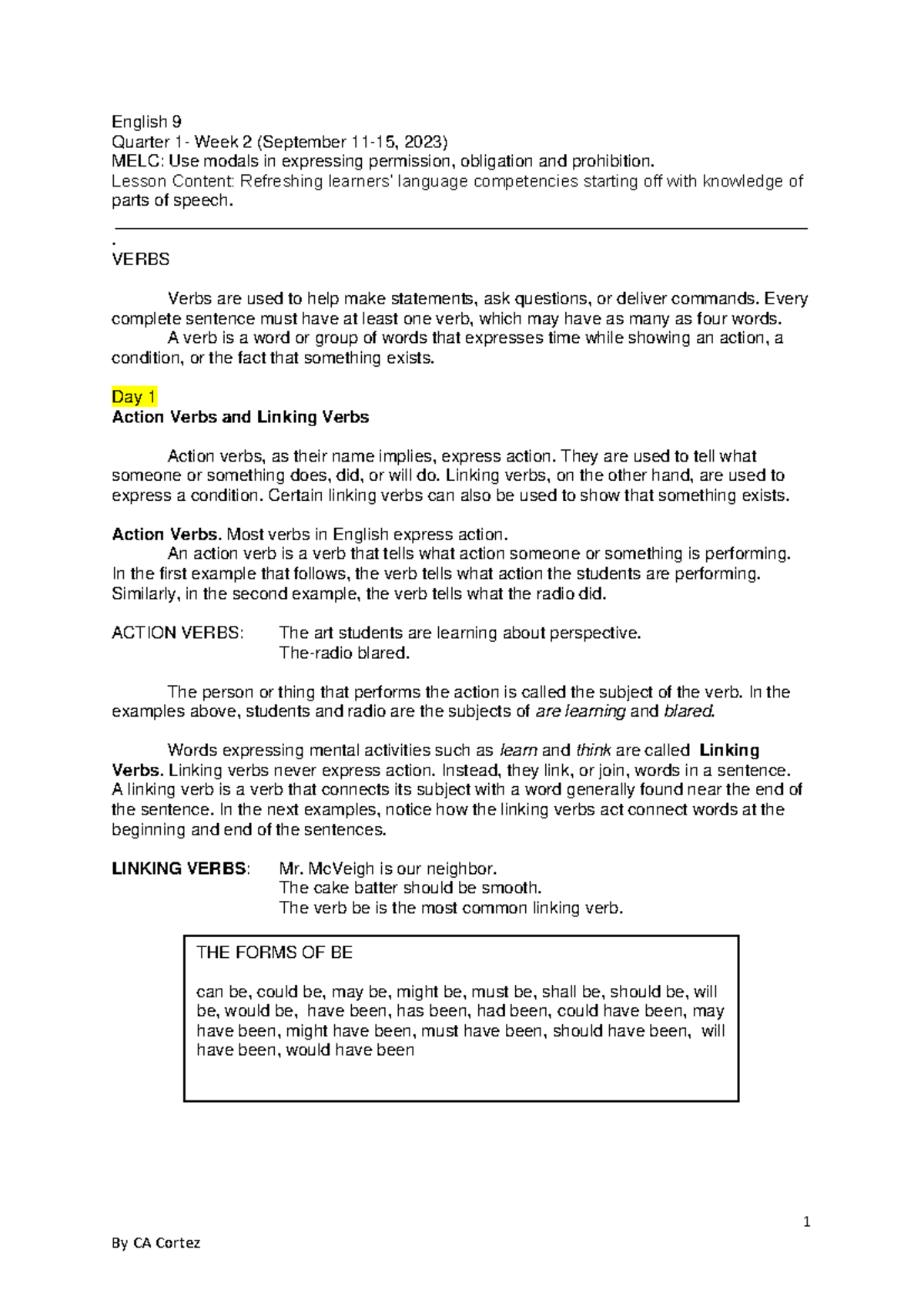 English 9-Q1-WEEK2 - Modular - 1 English 9 Quarter 1 - Week 2 ...