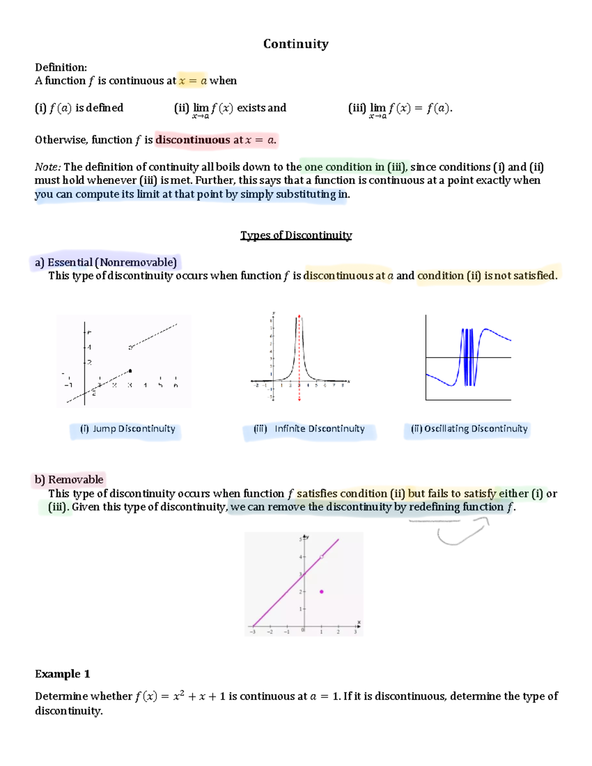 Continuity - Continuity Definition: A function 𝑓 is continuous at 𝑥 = 𝑎 ...