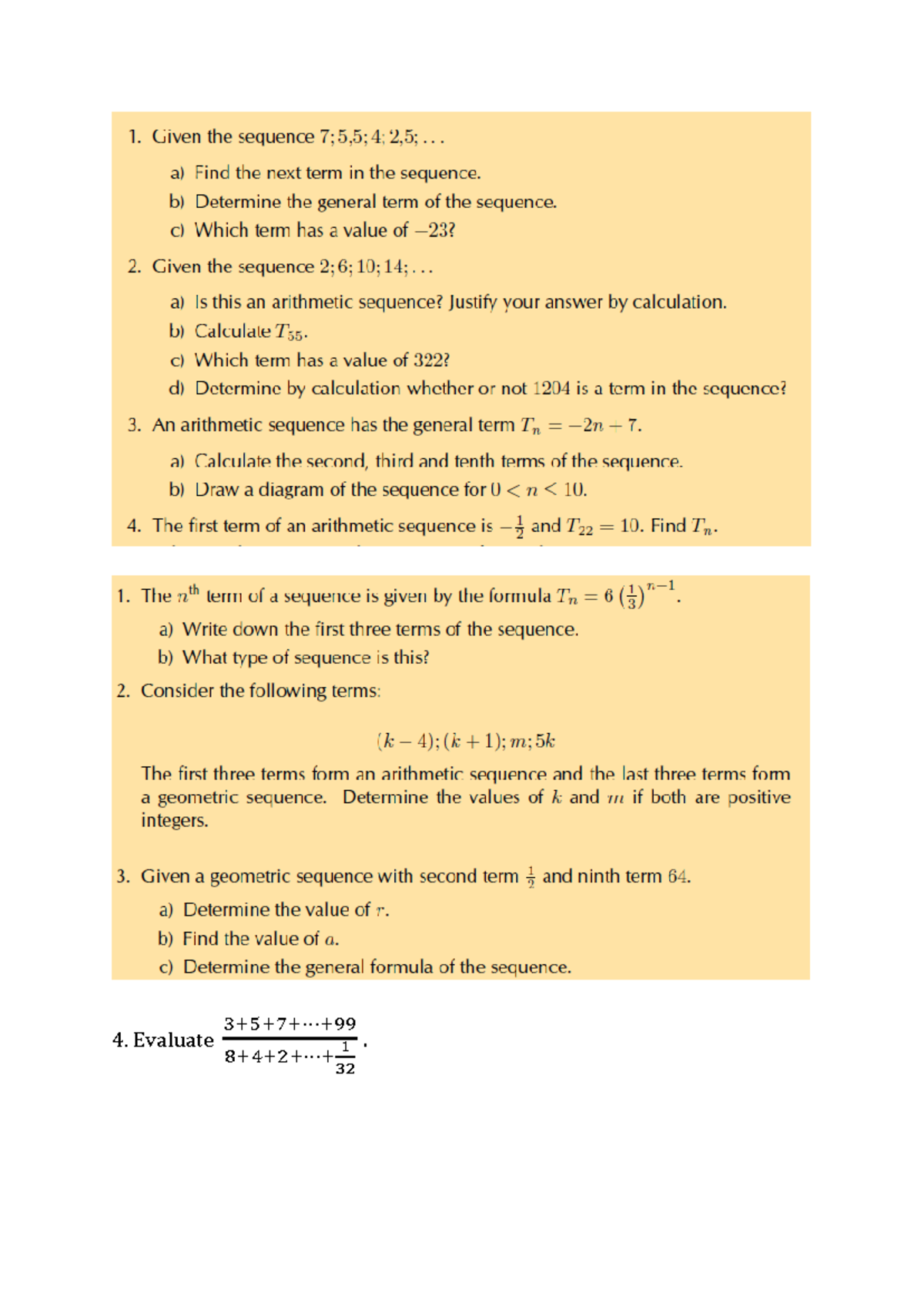 Ch5 Ap gp tut part 1 - Tutorial work - 1. Given the sequence a) Find ...